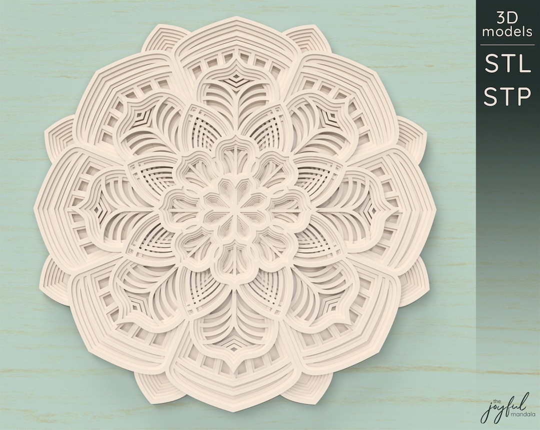 Mandala 3D Printer Multilayer Flower STL Model | CNC Router STP File ...