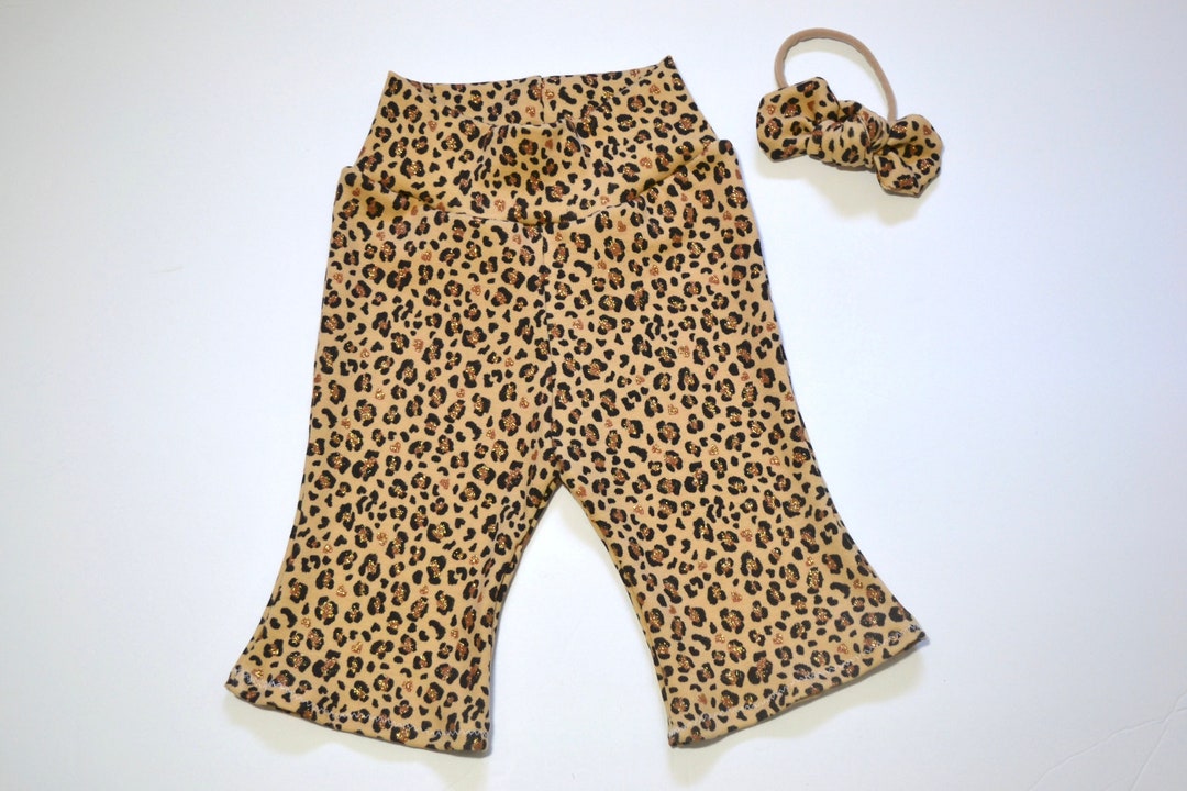 Cheetah Print Bell Bottom Pants, Girl's Clothing, Baby Shower Gift ...
