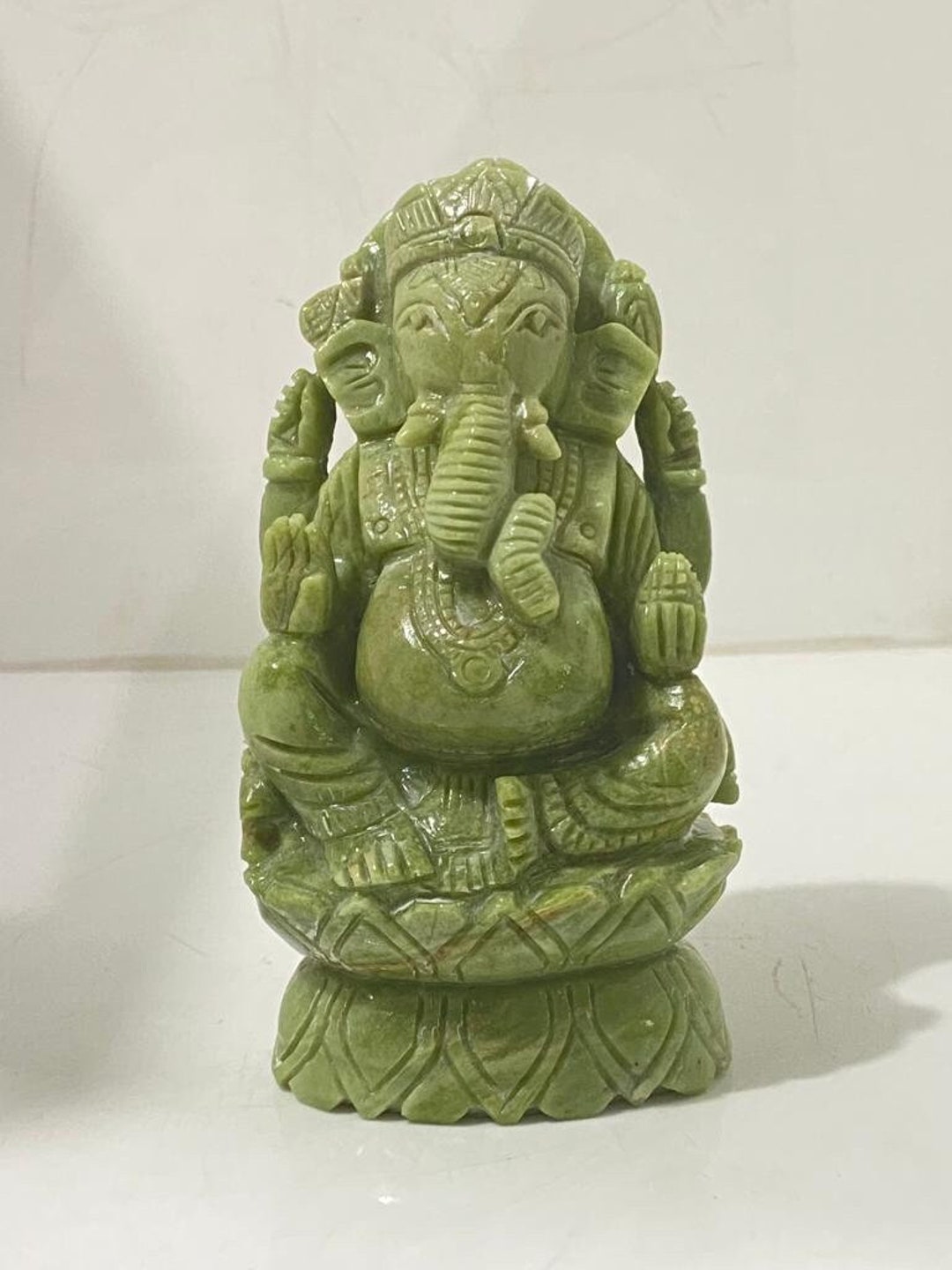Ganesha Statue, Lord Ganesh Idol. Natural Green Serpentine,hand Carved ...