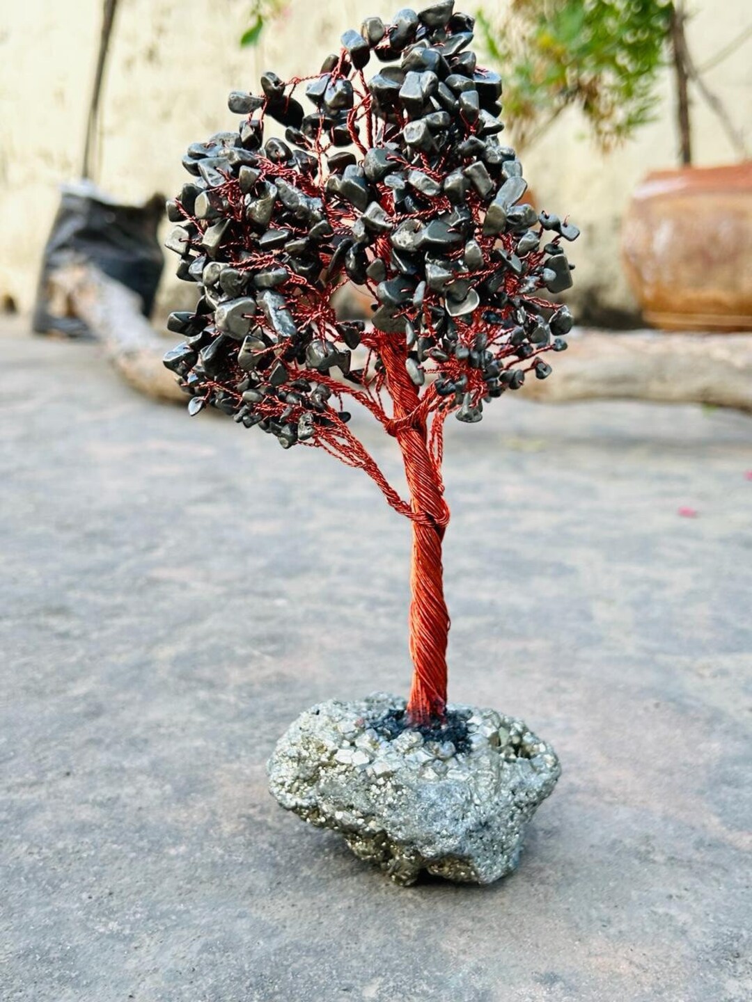 Natural Pyrite Crystal Tree, Pyrite Chips Tree With Pyrite Raw, Golden ...
