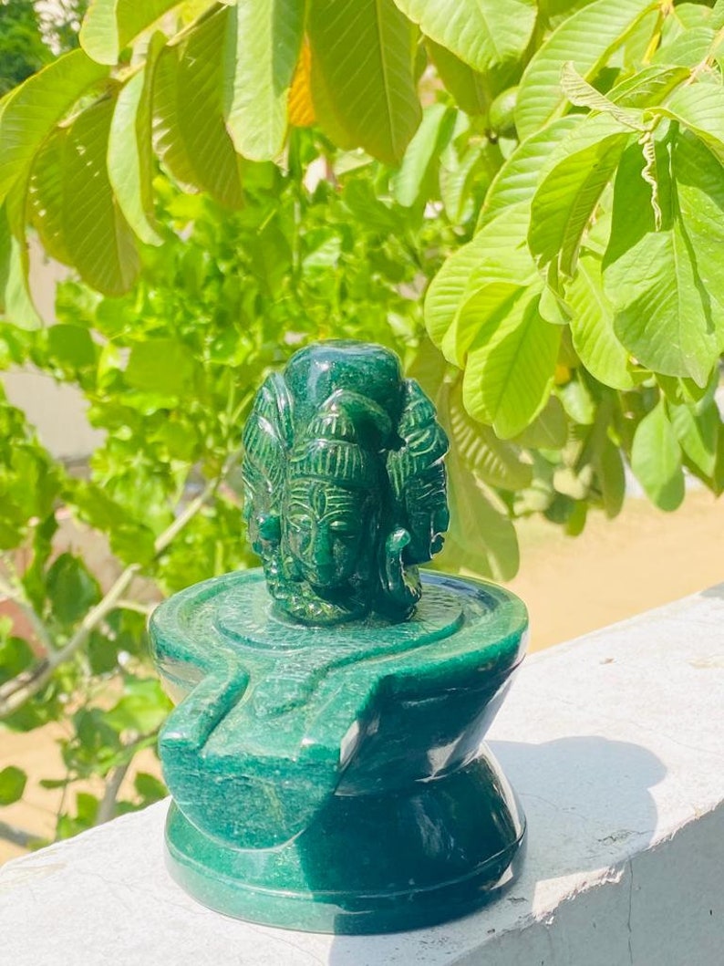 Panchmukhi Shivling, Carved Shiva-lingam, Green Jade Shivling for ...