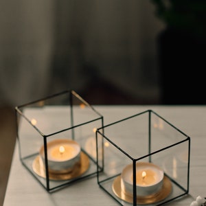 Square Glass Candle Holders - Etsy