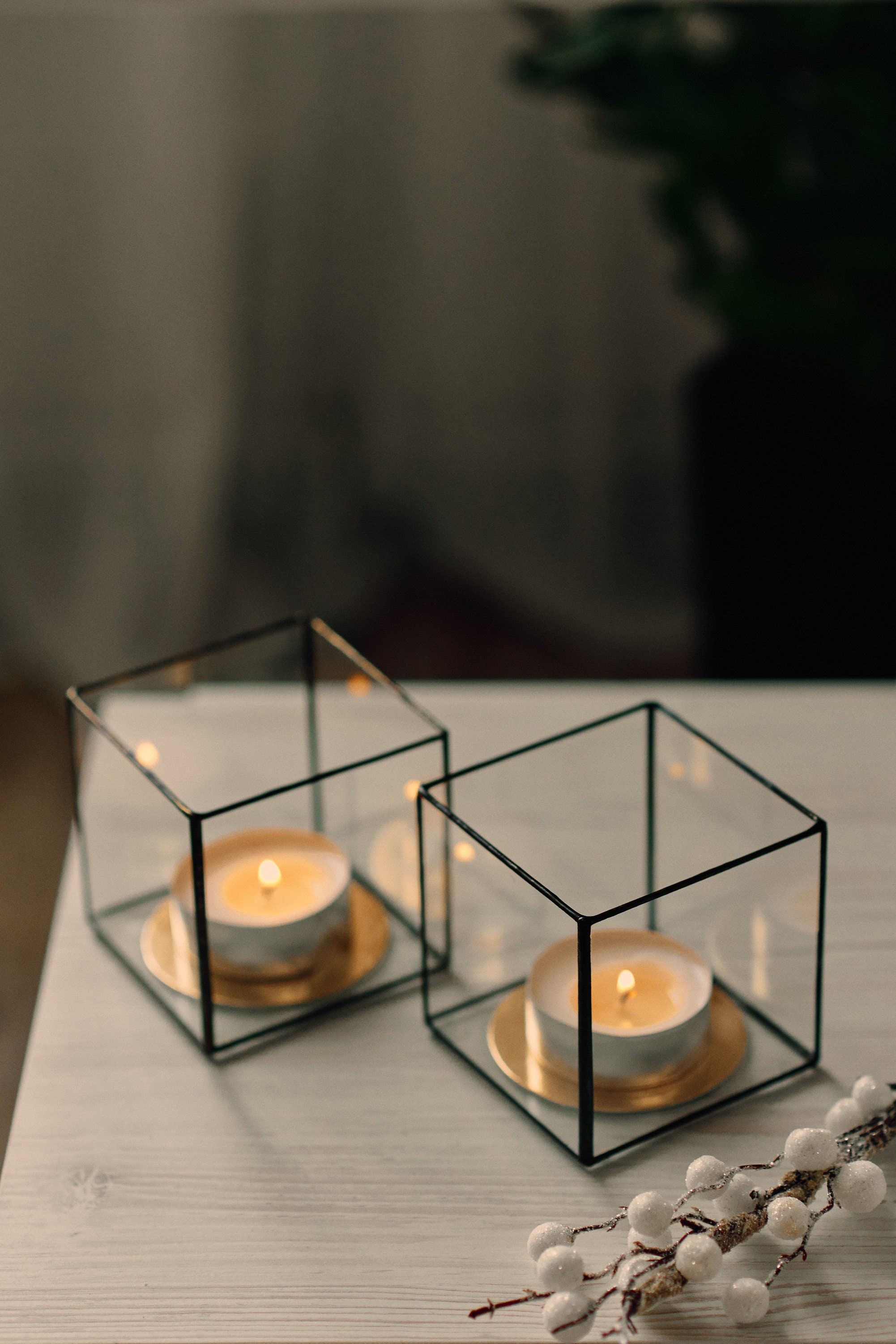 Square Glass Candle Holders - Etsy