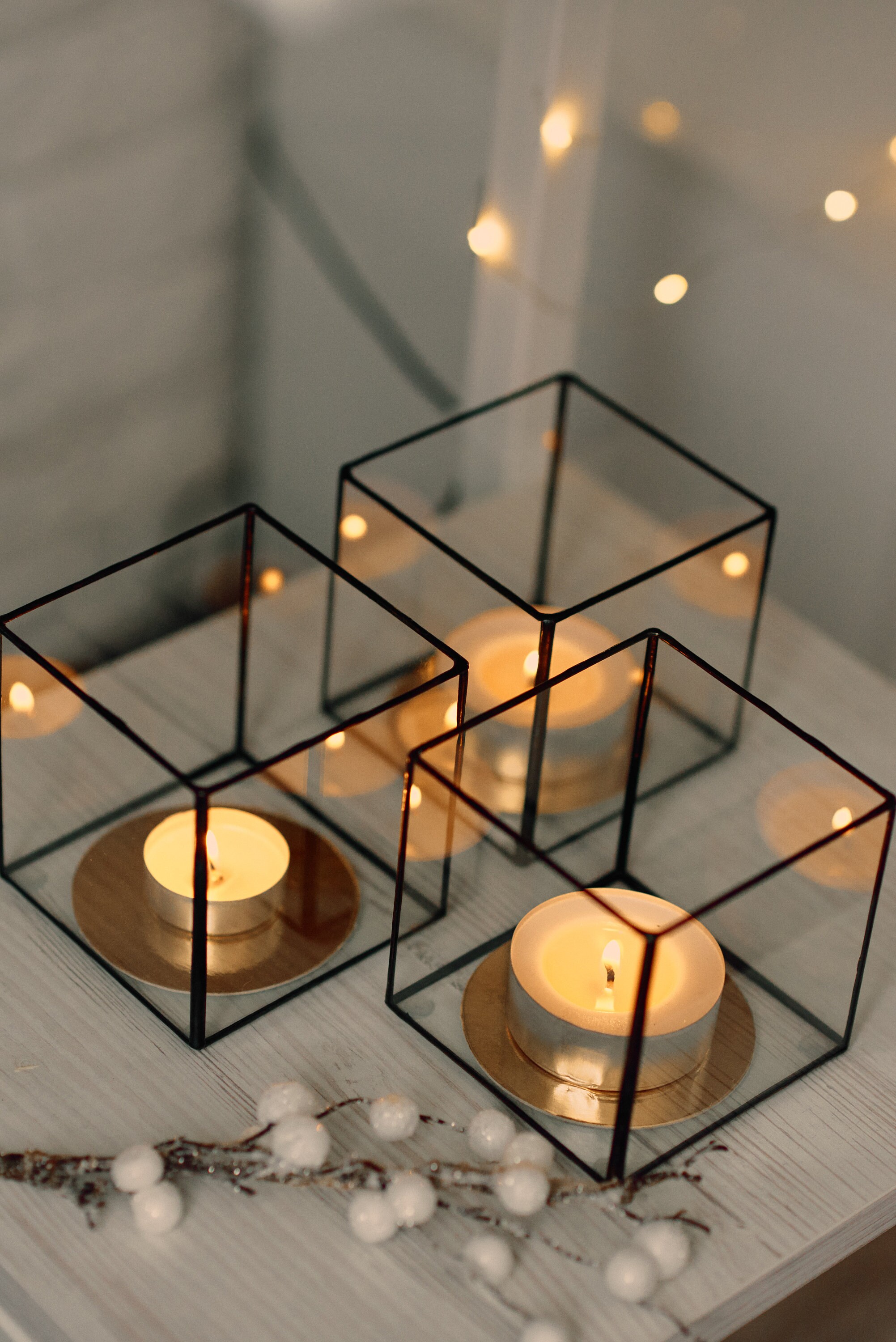 Square Glass Candle Holders - Etsy