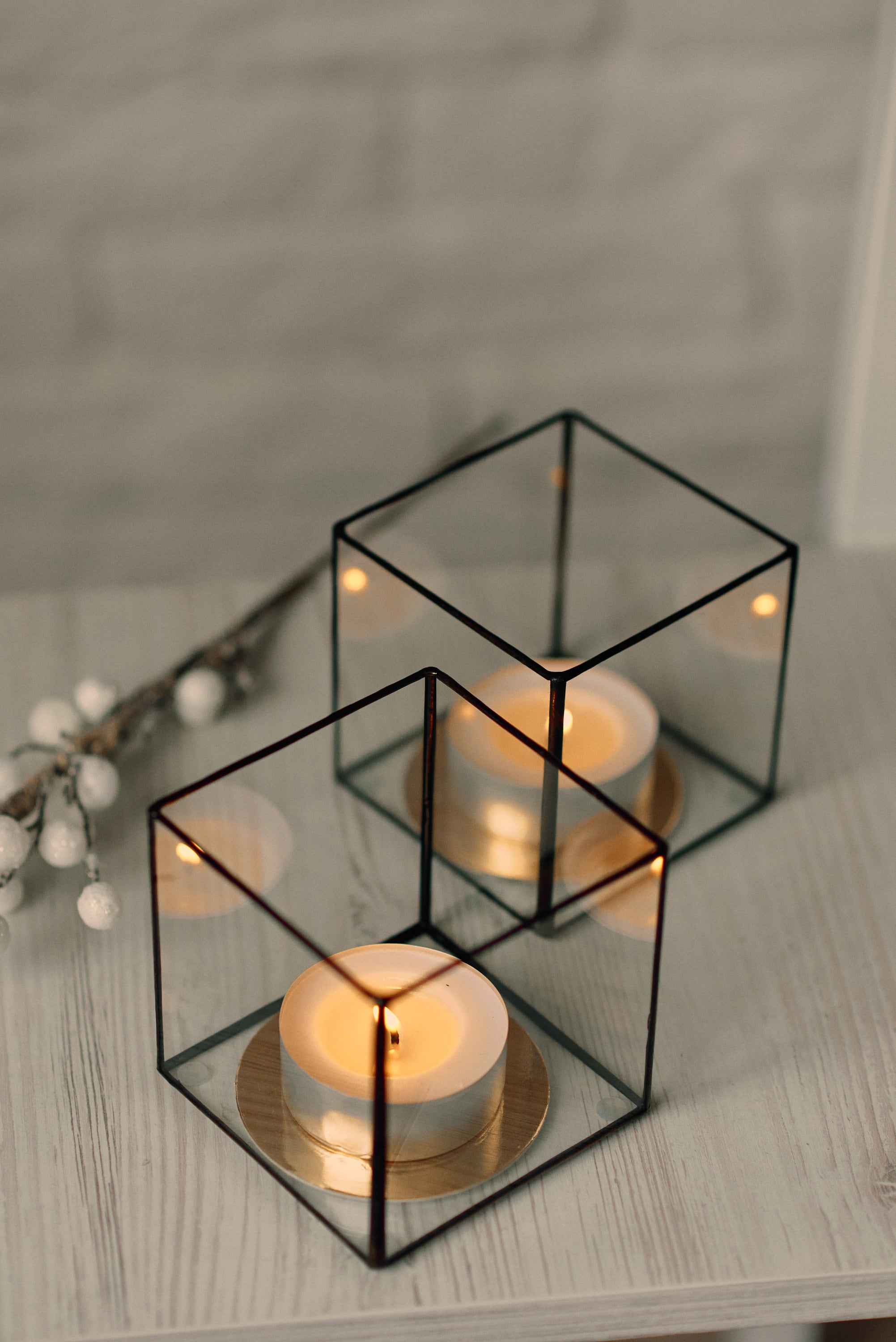 Square Glass Candle Holders - Etsy