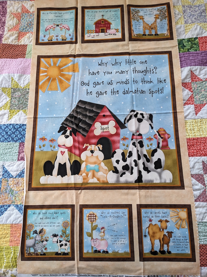 Why, Farm Animal Quilters Cotton Fabric Panel by Leanne Anderson of the ...