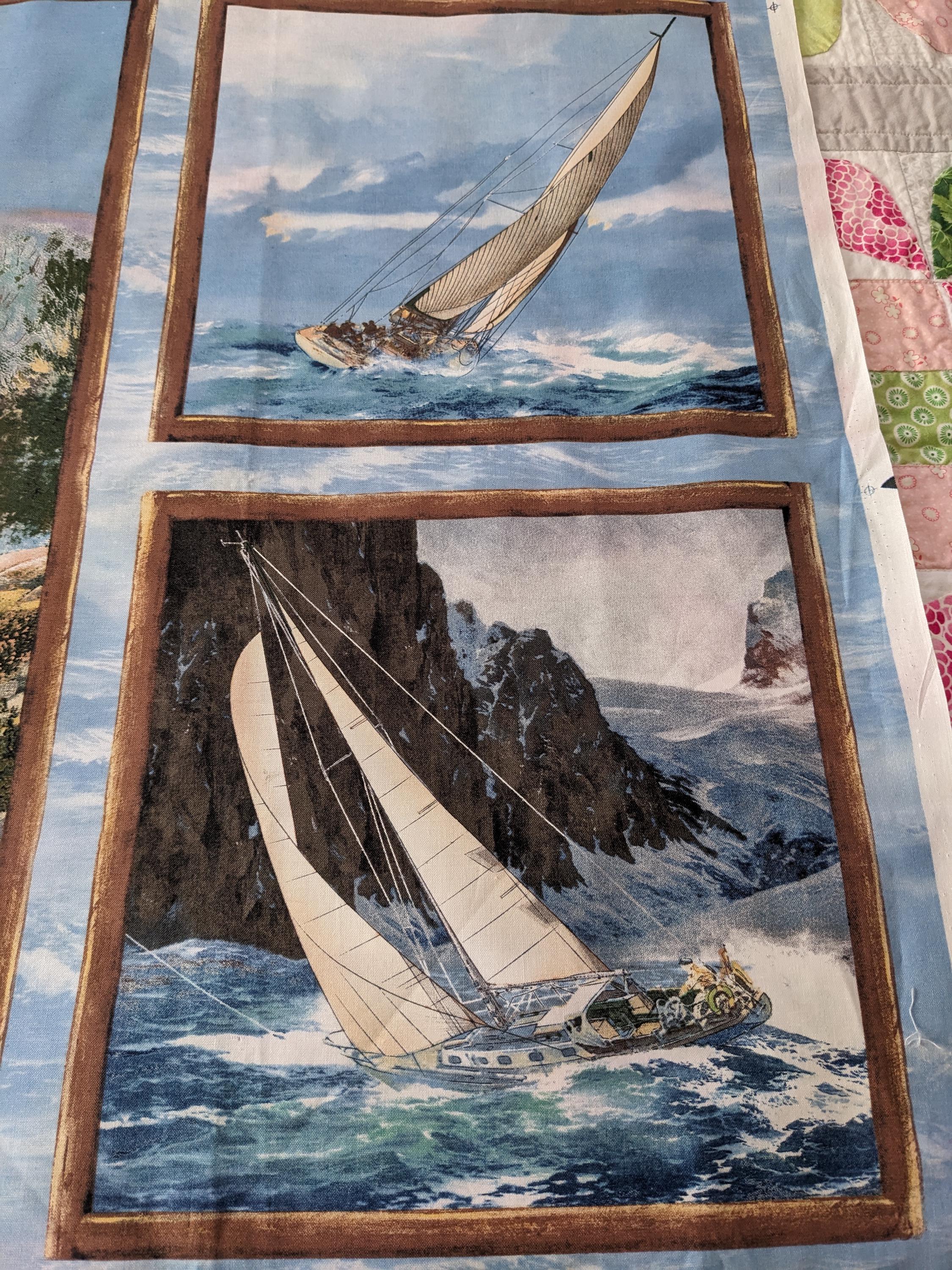 Lighthouse and Sailboat Panel and Coordinating 1.25 Yd Fabric, Sail ...