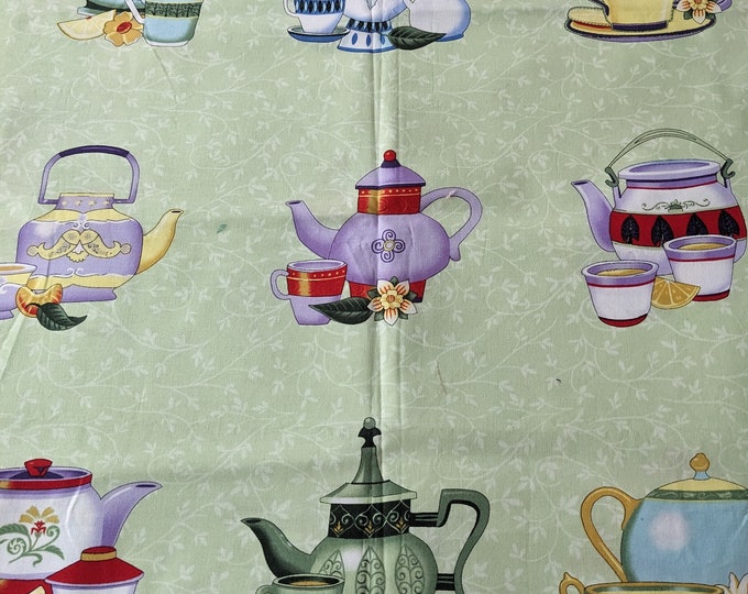 Fabric Panel, Teapots, Land of Tea, Don Baker, Clothworks Textiles, 100 ...