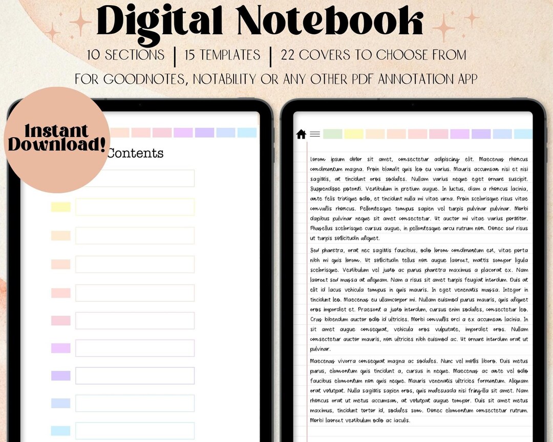 Pastel Digital Notebook Goodnotes | Notebook With Tabs | Goodnotes ...