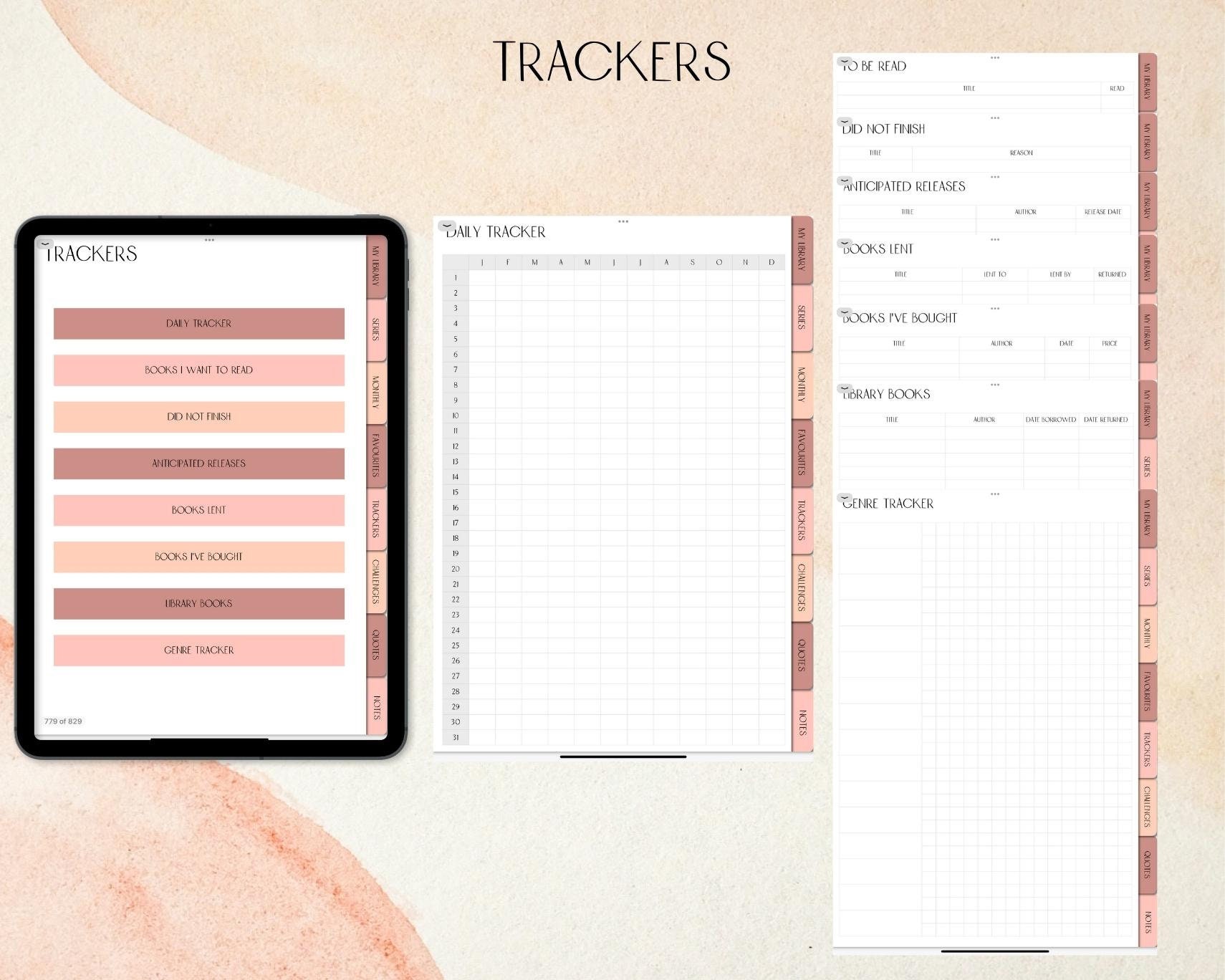 Digital Reading Journal Reading Log Reading Tracker Book - Etsy
