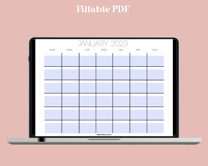 Undated Printable Fillable Editable PDF Calendar With Sunday - Etsy