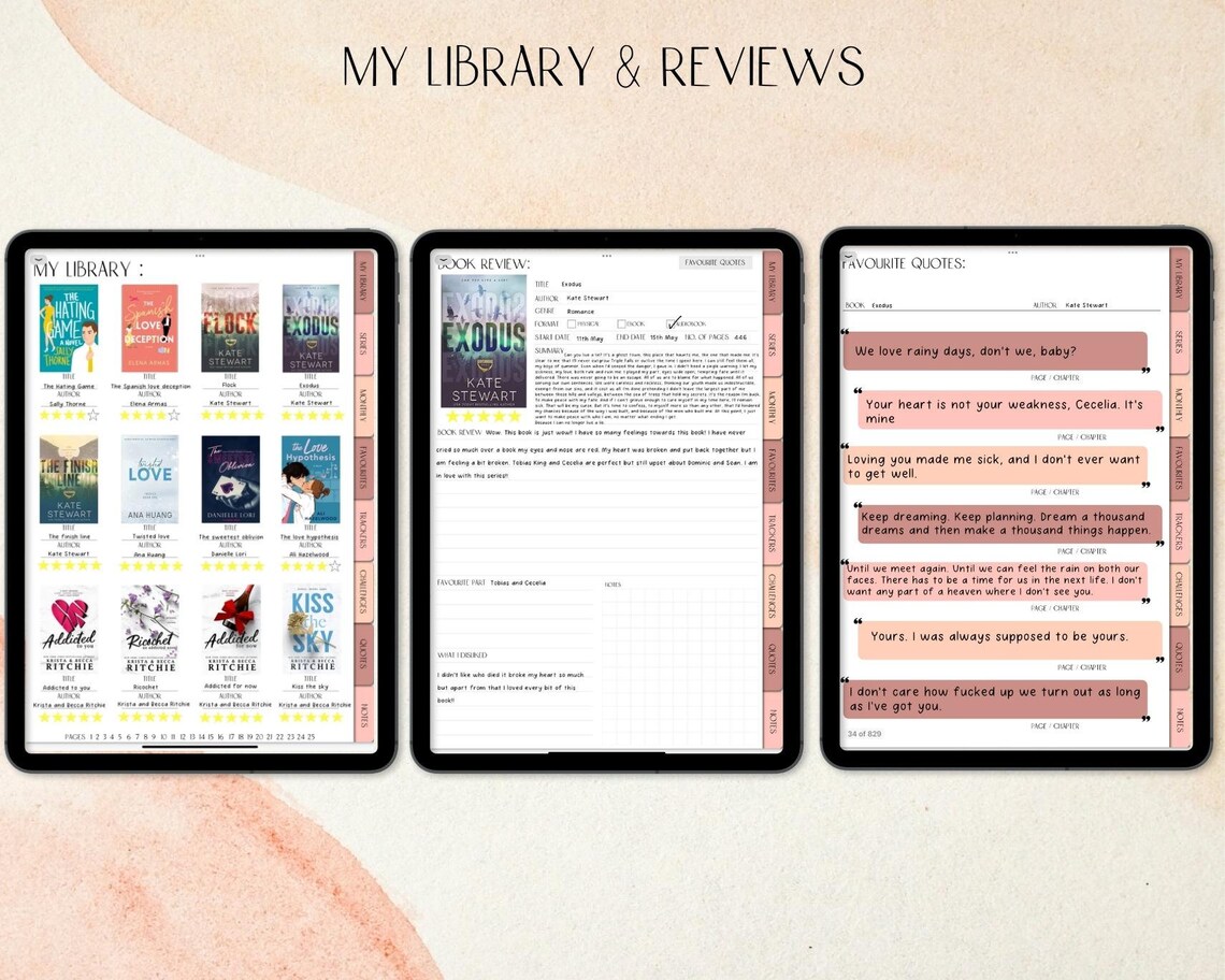 Digital Reading Journal Reading Log Reading Tracker Book - Etsy