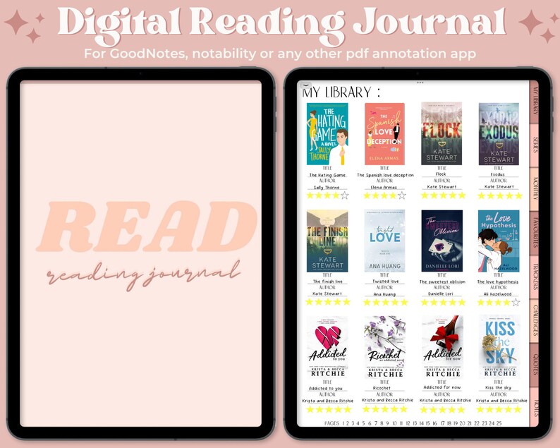 Digital Reading Journal Reading Log Reading Tracker Book - Etsy