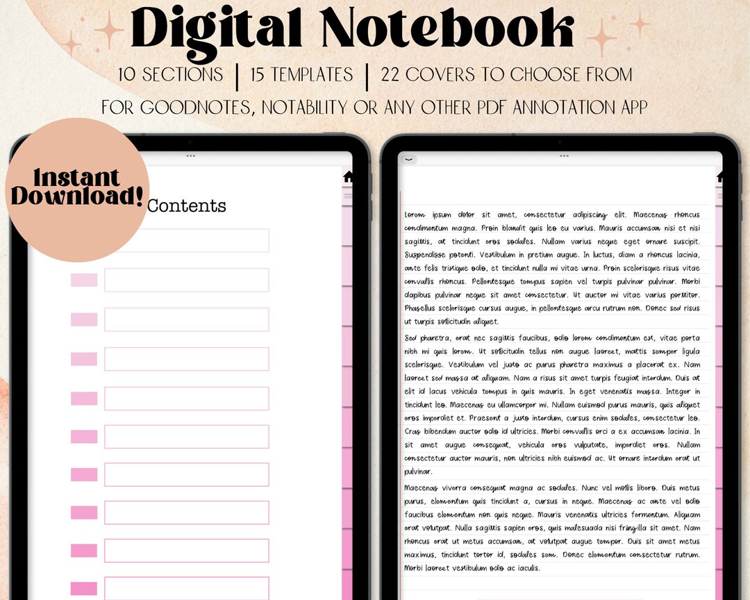Pink Digital Notebook Goodnotes | Notebook With Tabs | Goodnotes ...