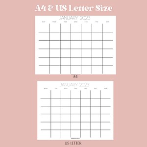 Undated Printable, Fillable, Editable PDF Calendar With Sunday and ...