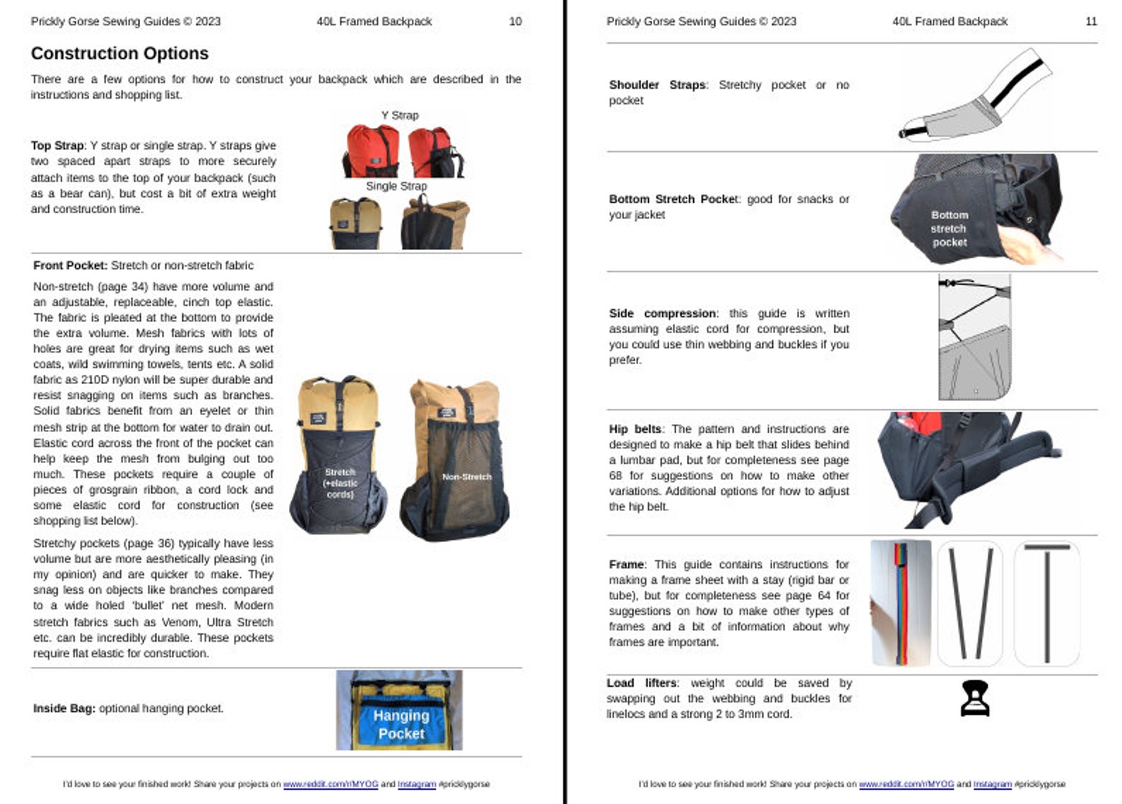 50L Ultralight Framed Backpack PDF Sewing Guide Pattern Instructions ...