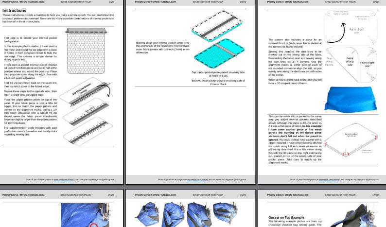 Clamshell EDC Tech Pouch Sewing Guide Pattern Instructions. Onebag ...