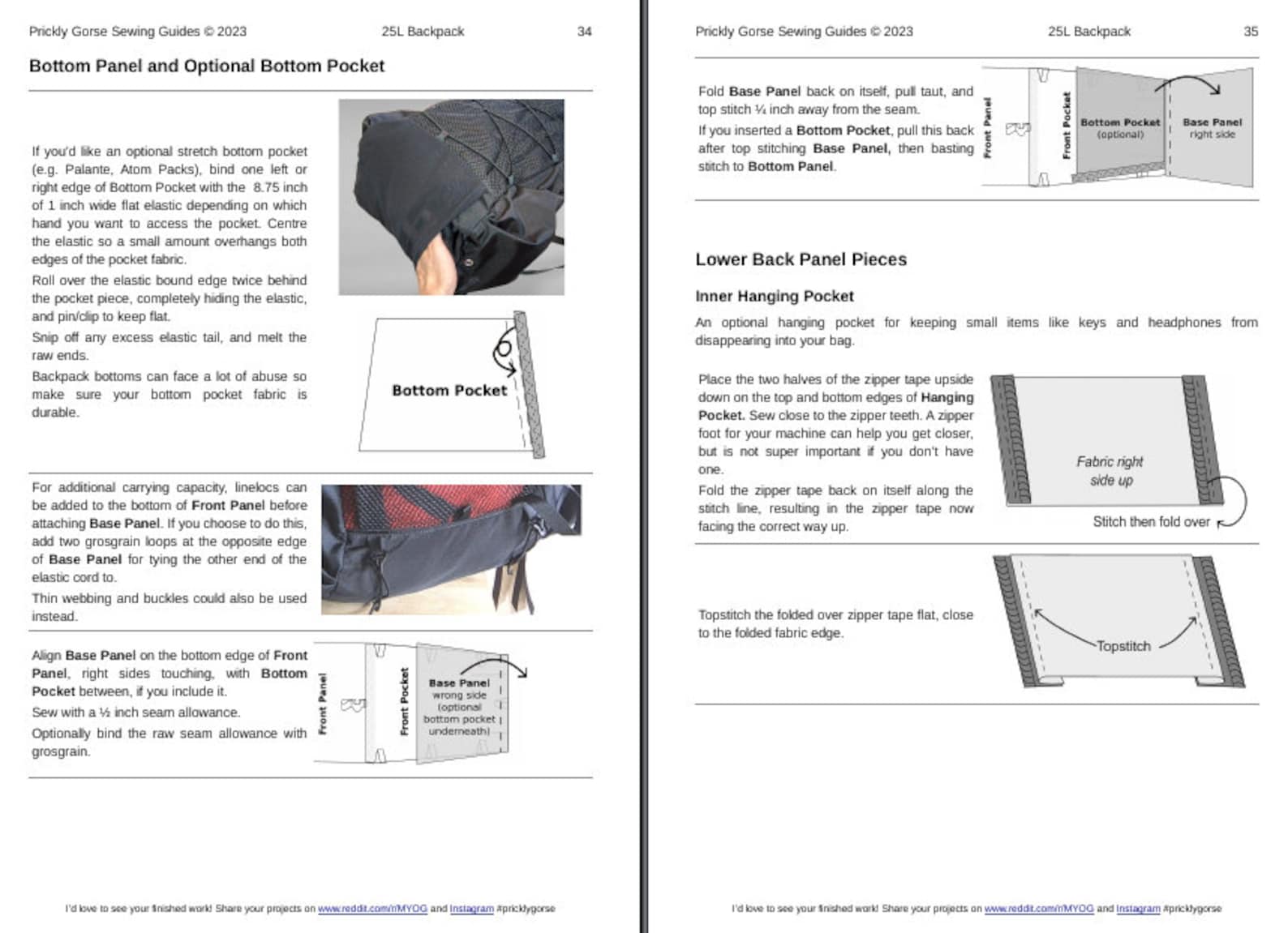 25 Litre Ultralight Backpack PDF Sewing Guide Pattern Instructions ...