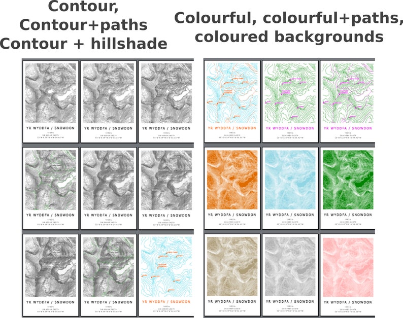 Kinder Scout Digital Contour Map Pack, Many Styles. Print at Home, Work ...