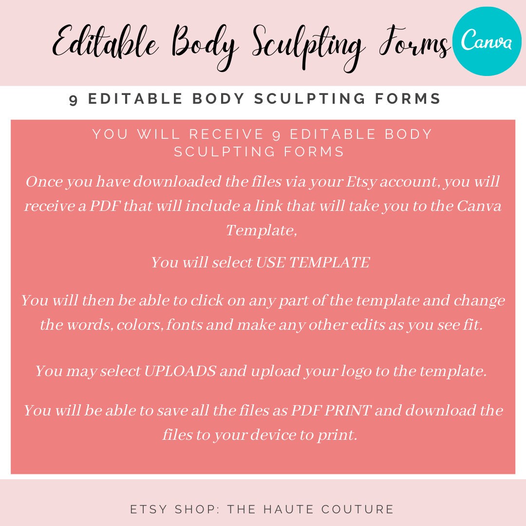 Editable Body Sculpting Forms - Etsy