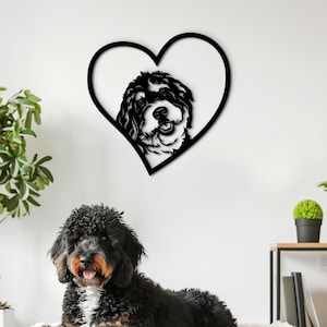 Custom Bernedoodle Art Wood Wall Sign. Pet Portrait Decor Wooden Wall ...