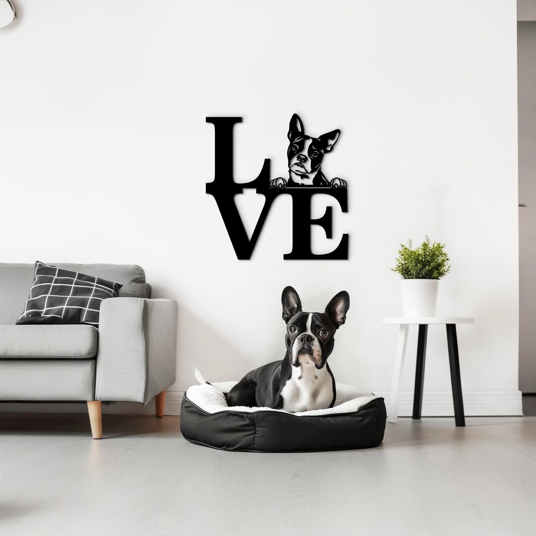 Boston Terrier Wooden Dog Signs. Custom Boston Terrier Decor. Love Sign ...