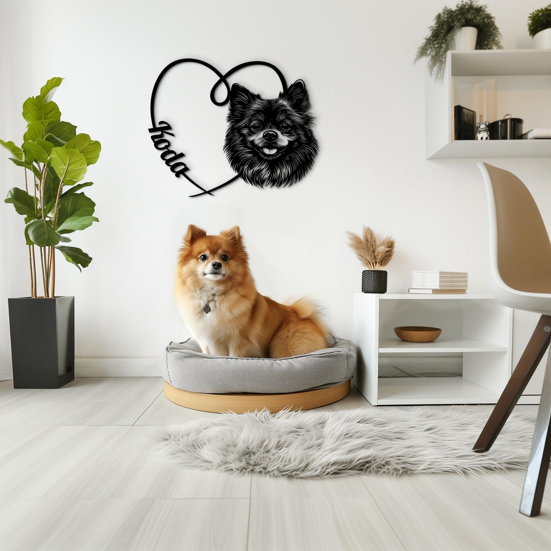 Pomeranian Wall Art Wood Dog Sign. Dog Portrait Wall Decor. Custom Dog ...