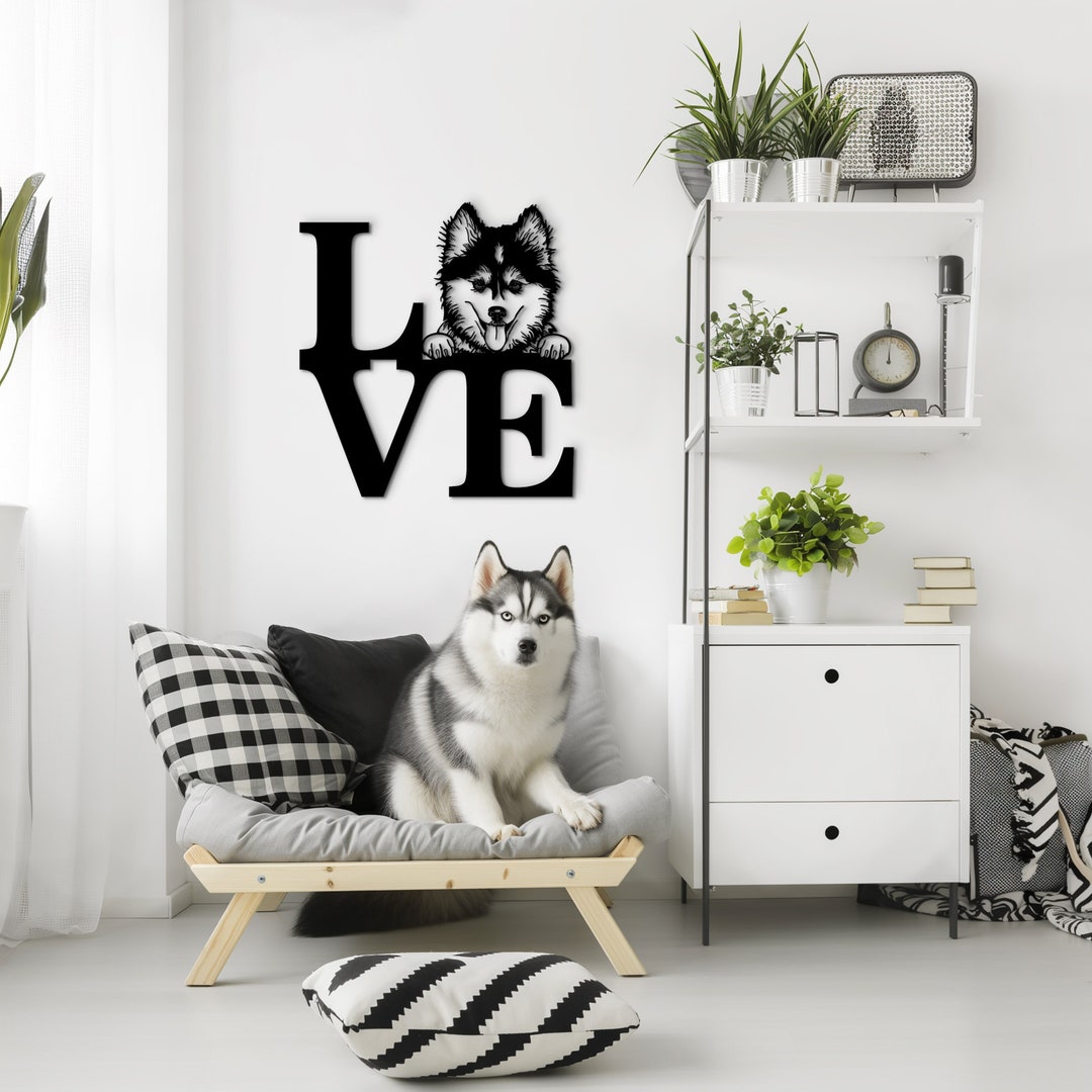 Pomsky Art Wooden Wall Decor. Custom Dog Sign Pomsky Portrait Love Wall ...