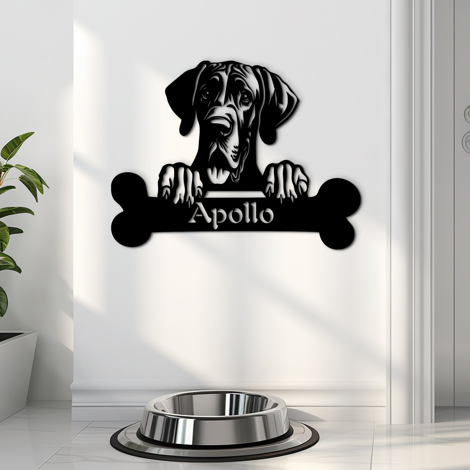 Great Dane Decor Wood Wall Art. Best Dog Dad Ever. Custom Pet Portrait ...