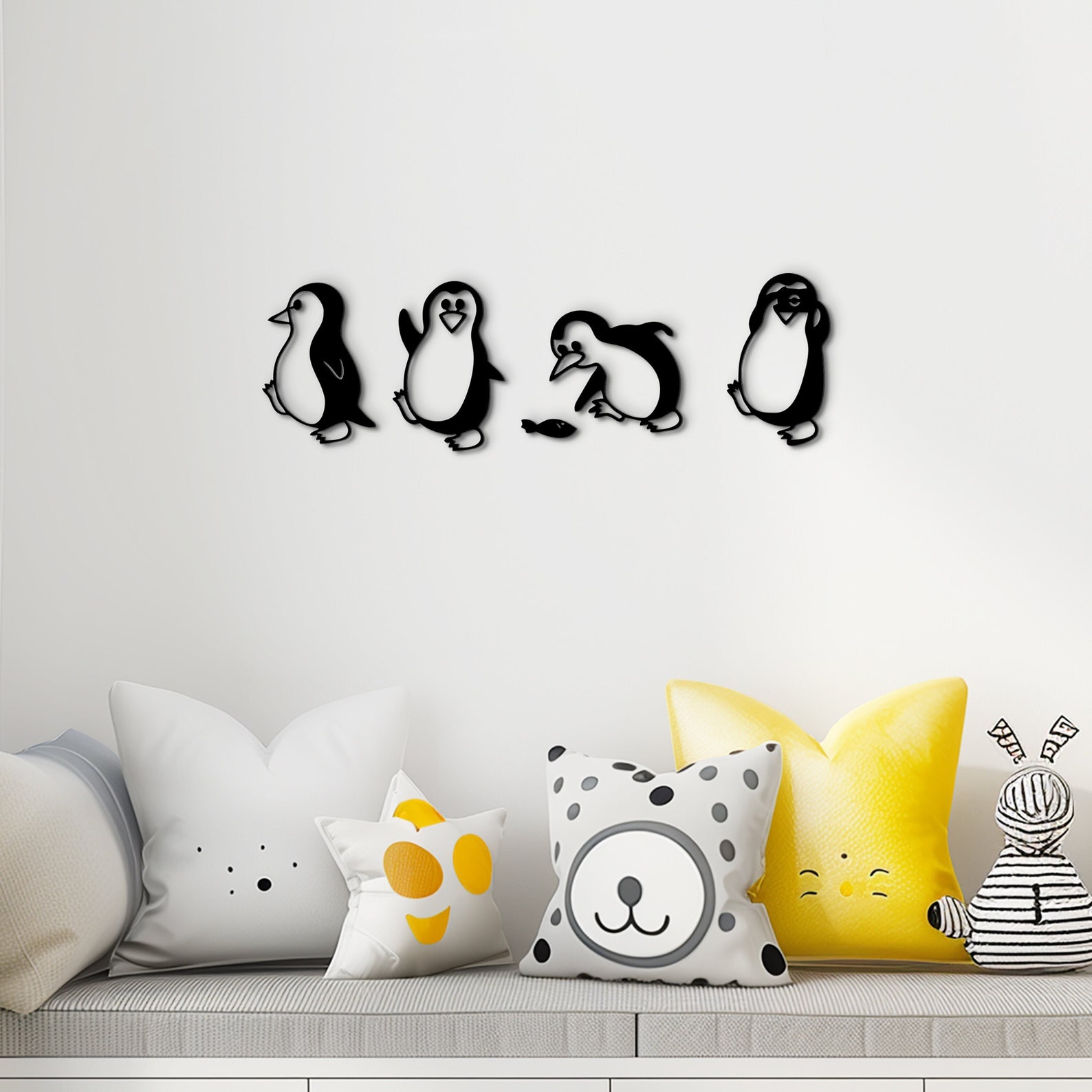 Penguins Nursery Decor Wood Wall Art. Set of 4 Penguins Art Wooden Wall ...