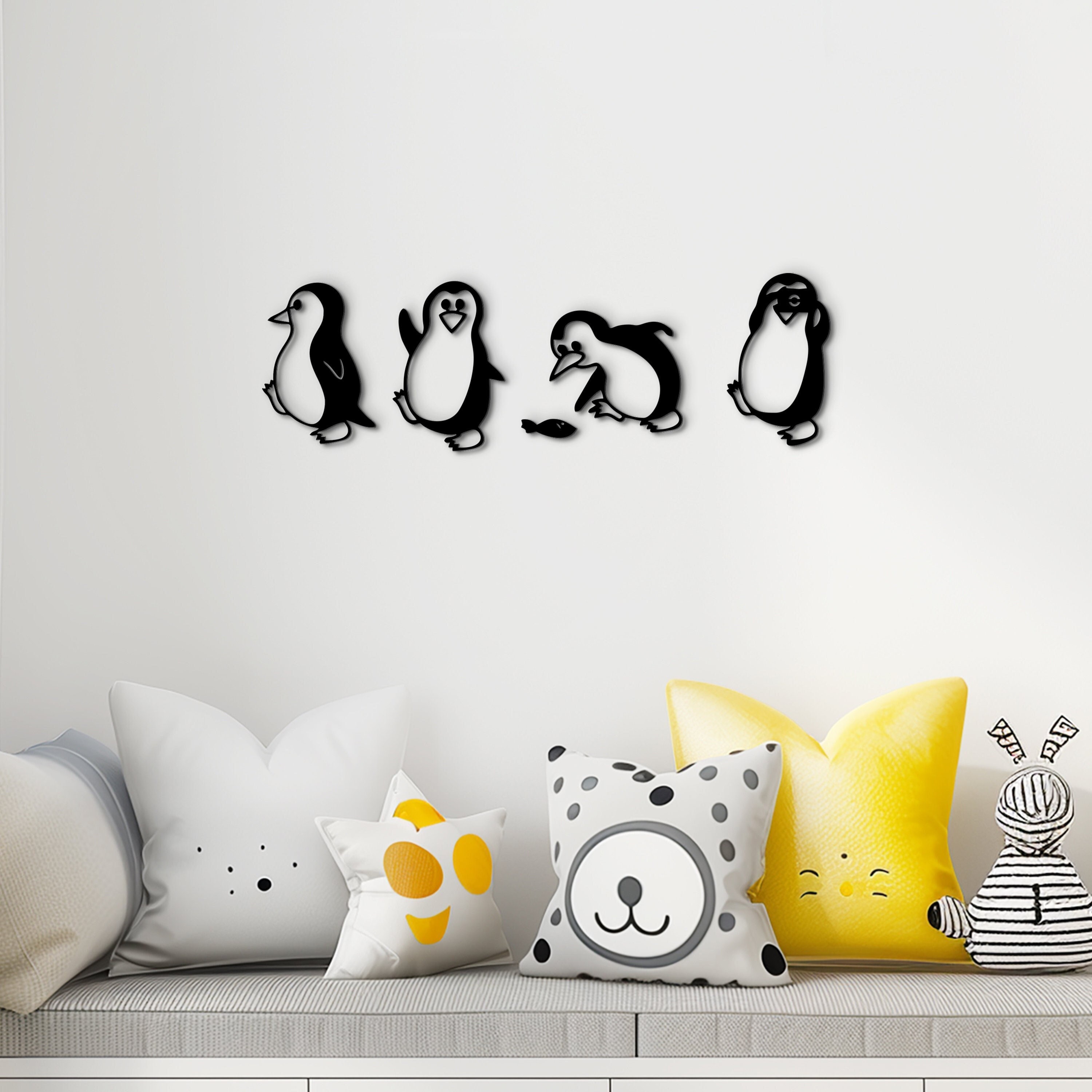 Penguins Nursery Decor Wood Wall Art. Set of 4 Penguins Art Wooden Wall ...