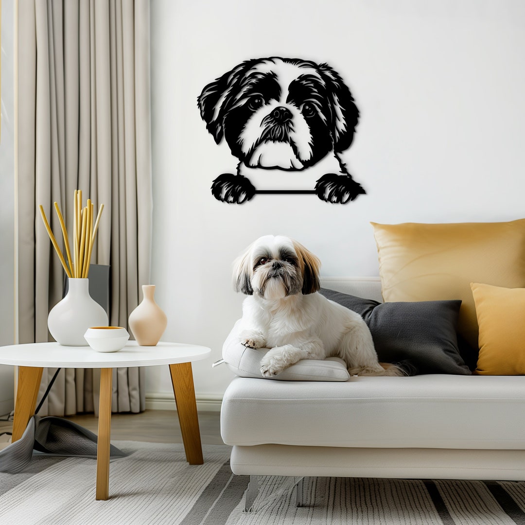 Shih Tzu Wooden Wall Art. Custom Dog Sign Wood Home Decor. Pet Portrait ...