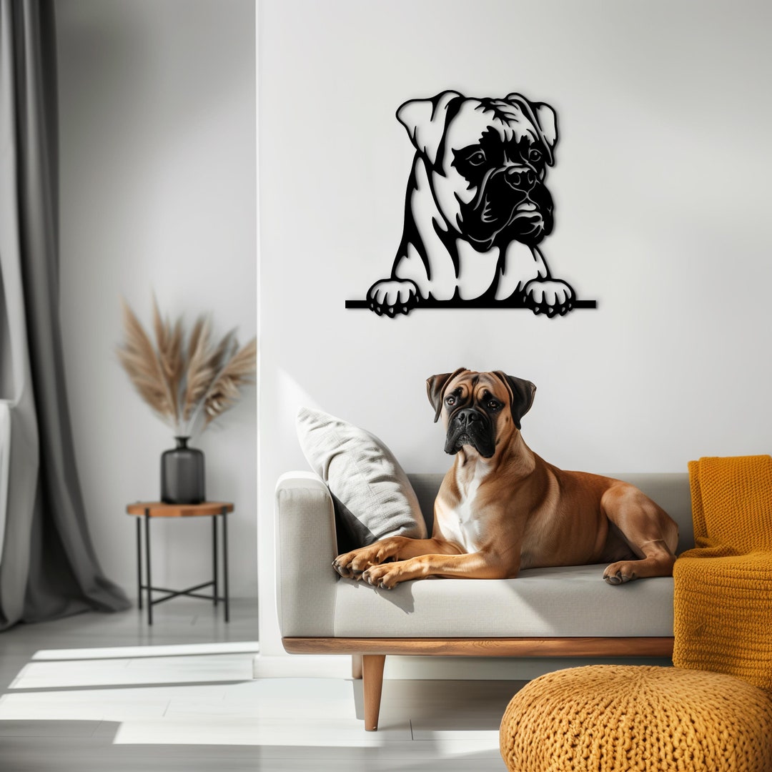 Boxer Dog Art Wood Wall Hanging. Custom Boxer Dog Sign. Dog Portrait ...