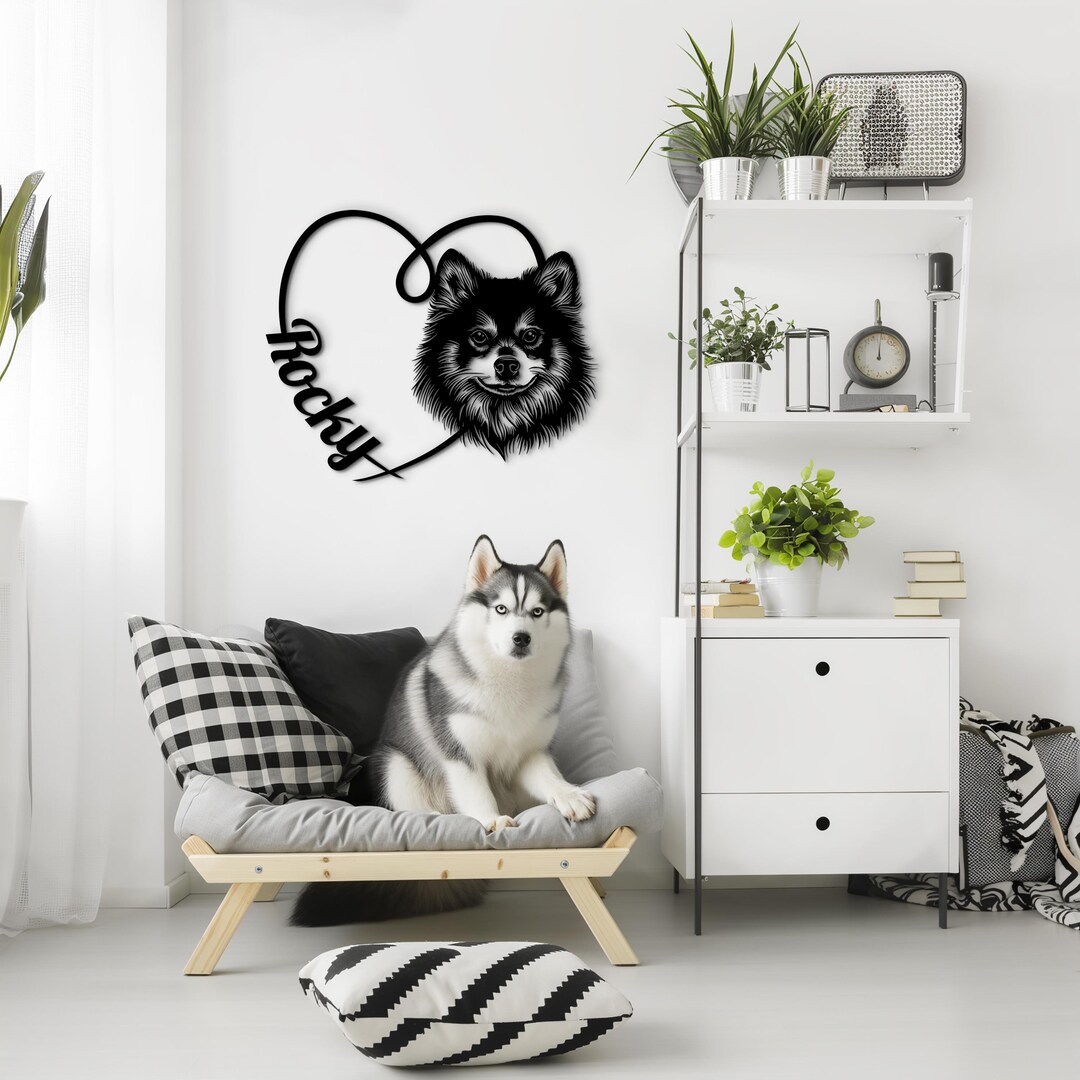 Pomsky Wall Decor Dog Name Sign. Wooden Wall Hanging Pet Art. Dog ...