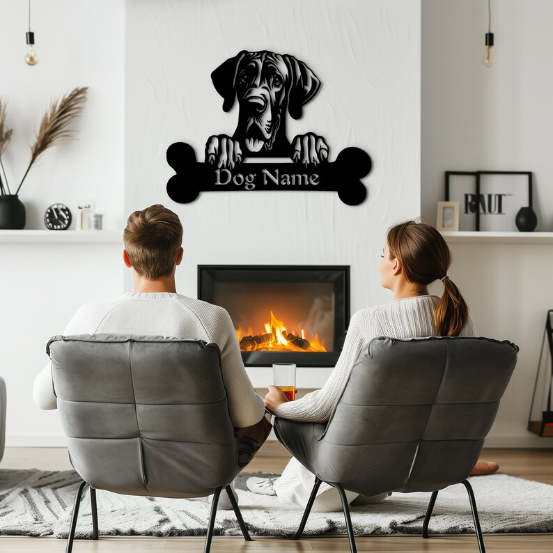Great Dane Decor Wood Wall Art. Best Dog Dad Ever. Custom Pet Portrait ...