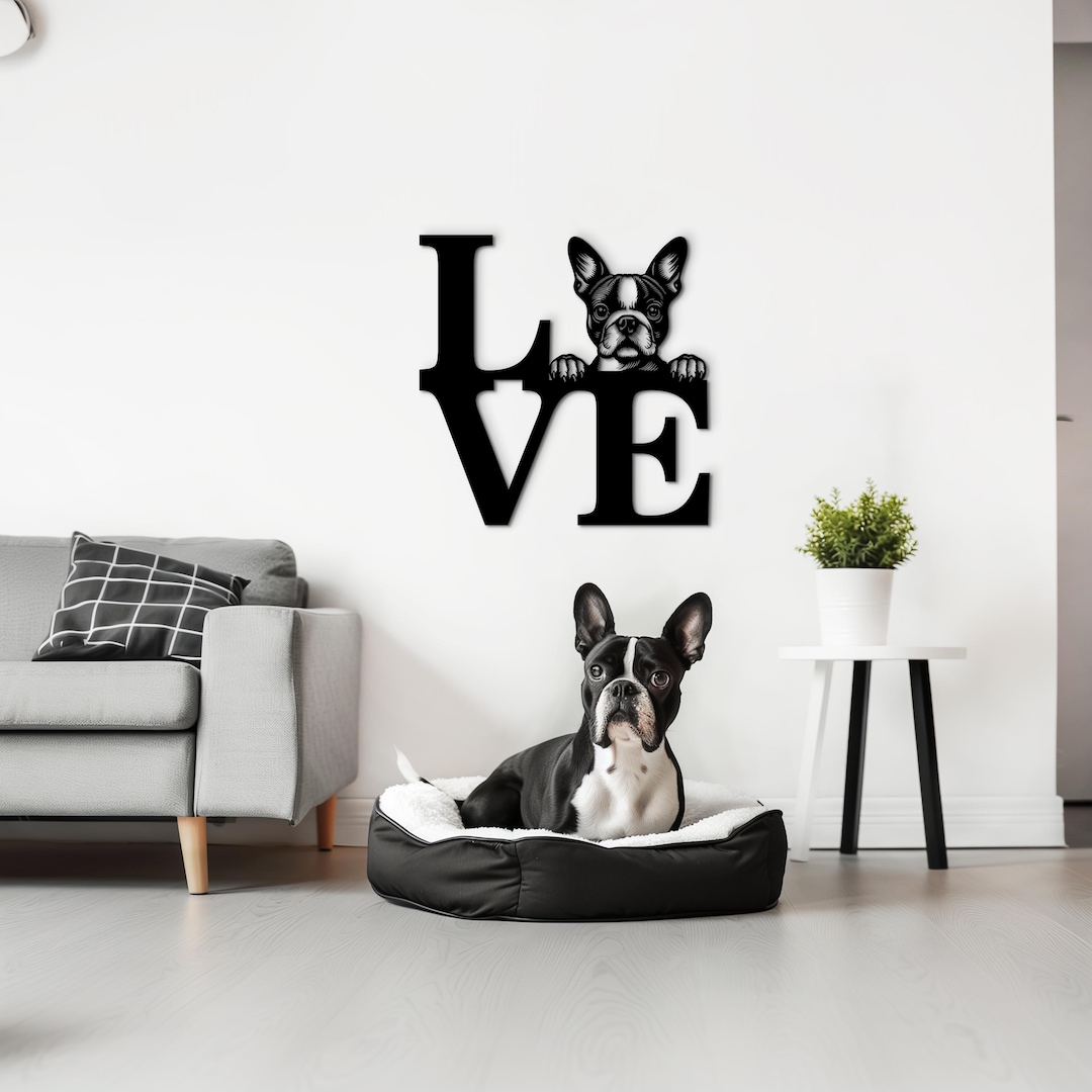 Boston Terrier Wooden Dog Signs. Custom Boston Terrier Decor. Love Sign ...
