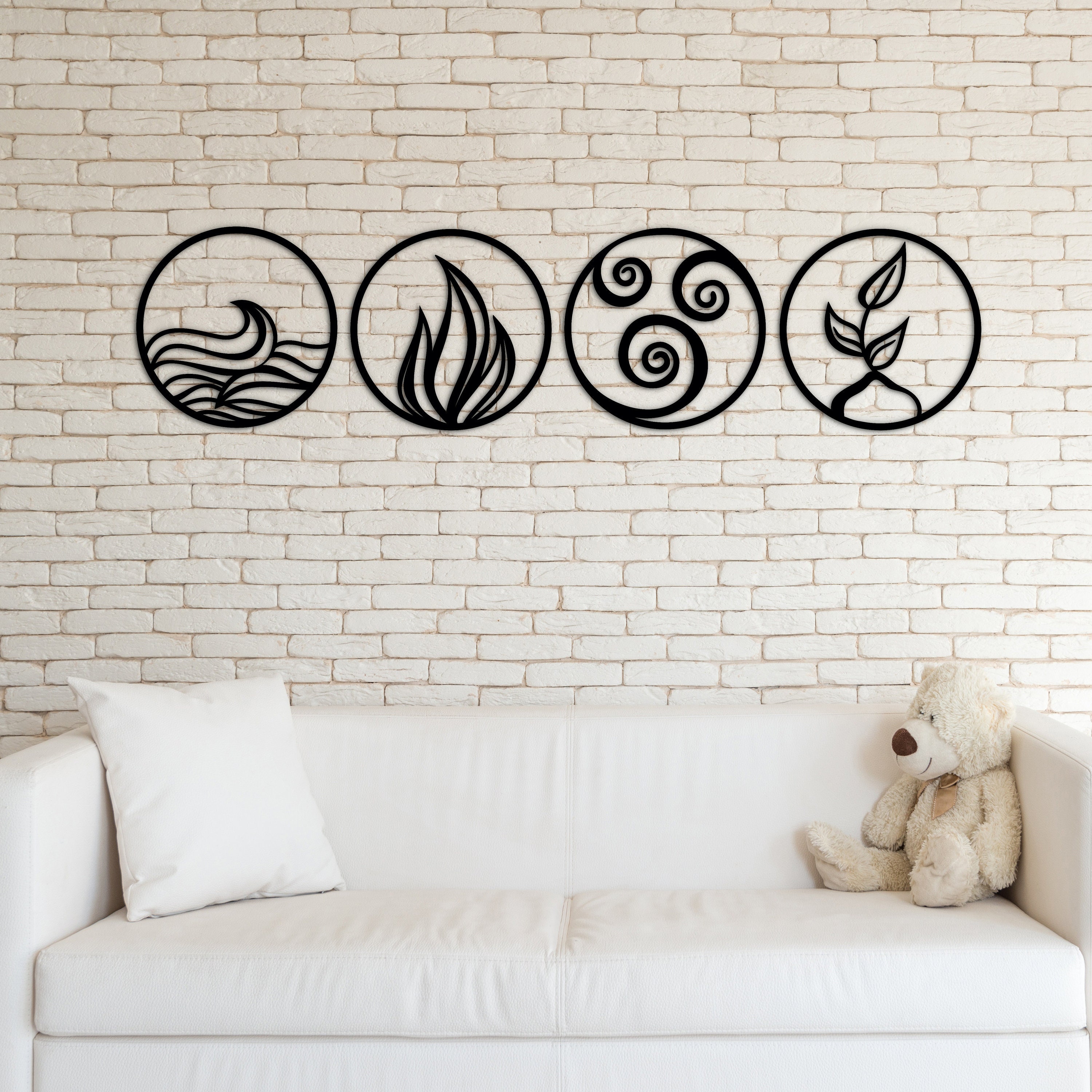 Decorative set of Four Elements wooden wall hanging: 4 laser | Etsy