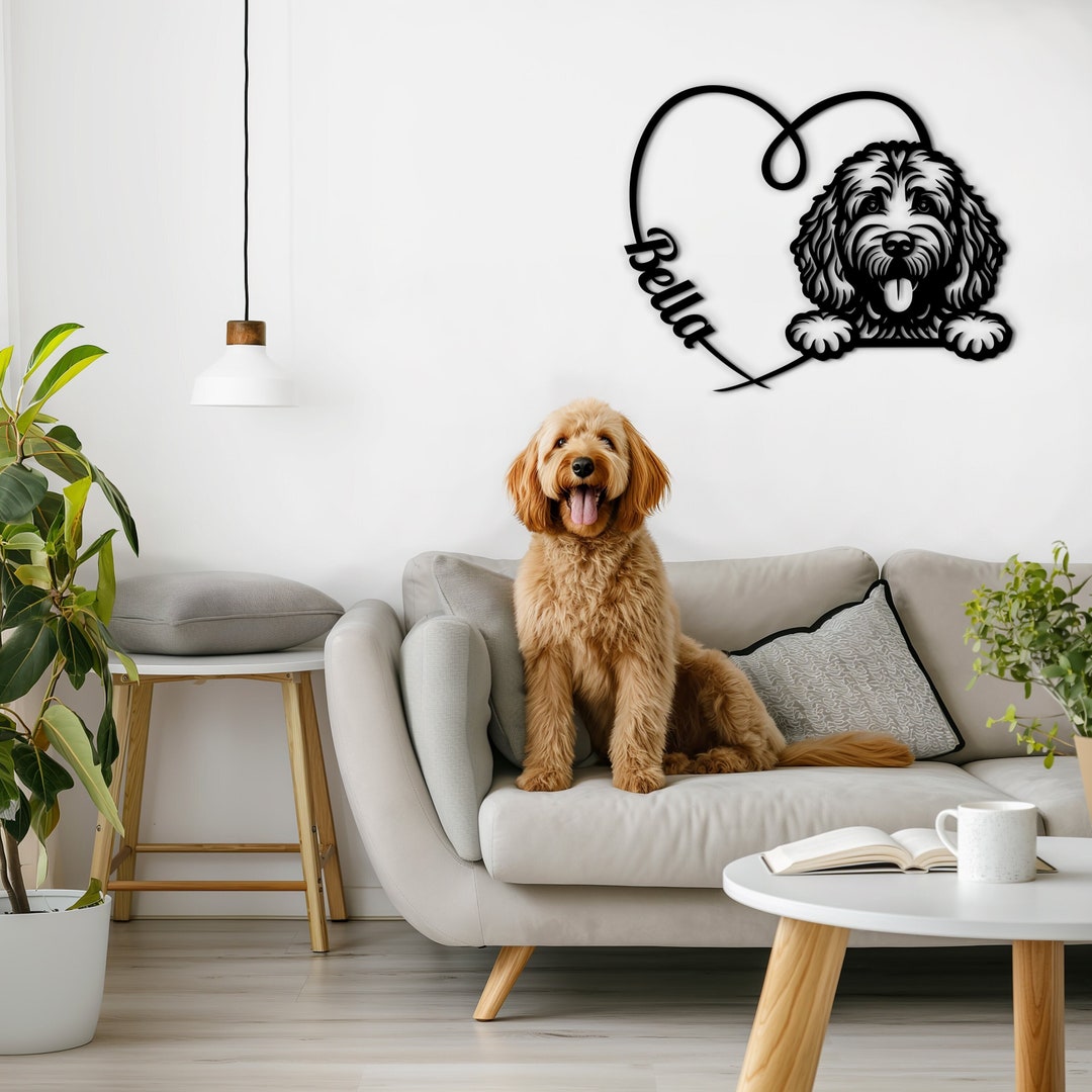 Goldendoodle Art Wood Wall Sign. Personalized Goldendoodle Dog Name ...