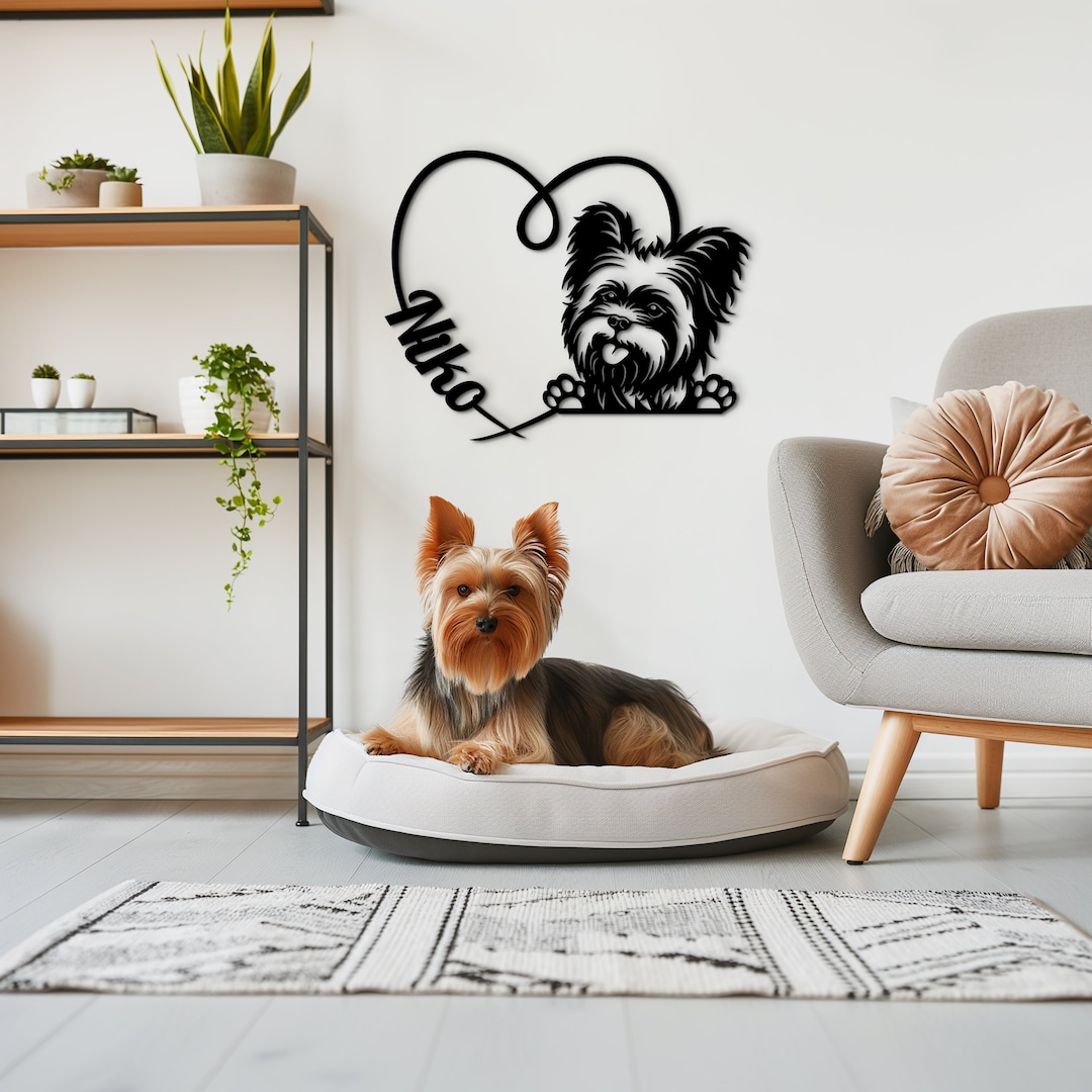 Yorkie Wall Art Wooden Dog Sign With Custom Pet Name or Text ...