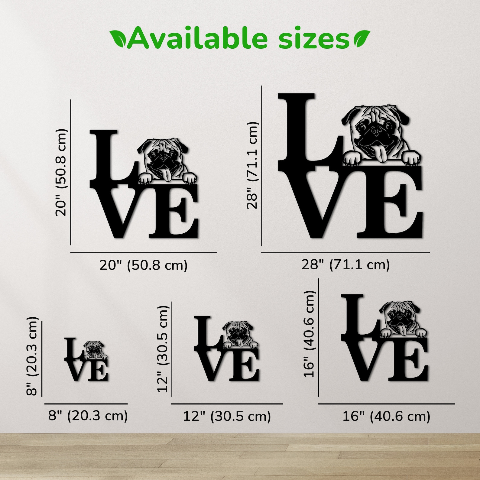 Pug Wall Art Wooden Dog Sign. Custom Pug Home Decor With Pet Portrait ...