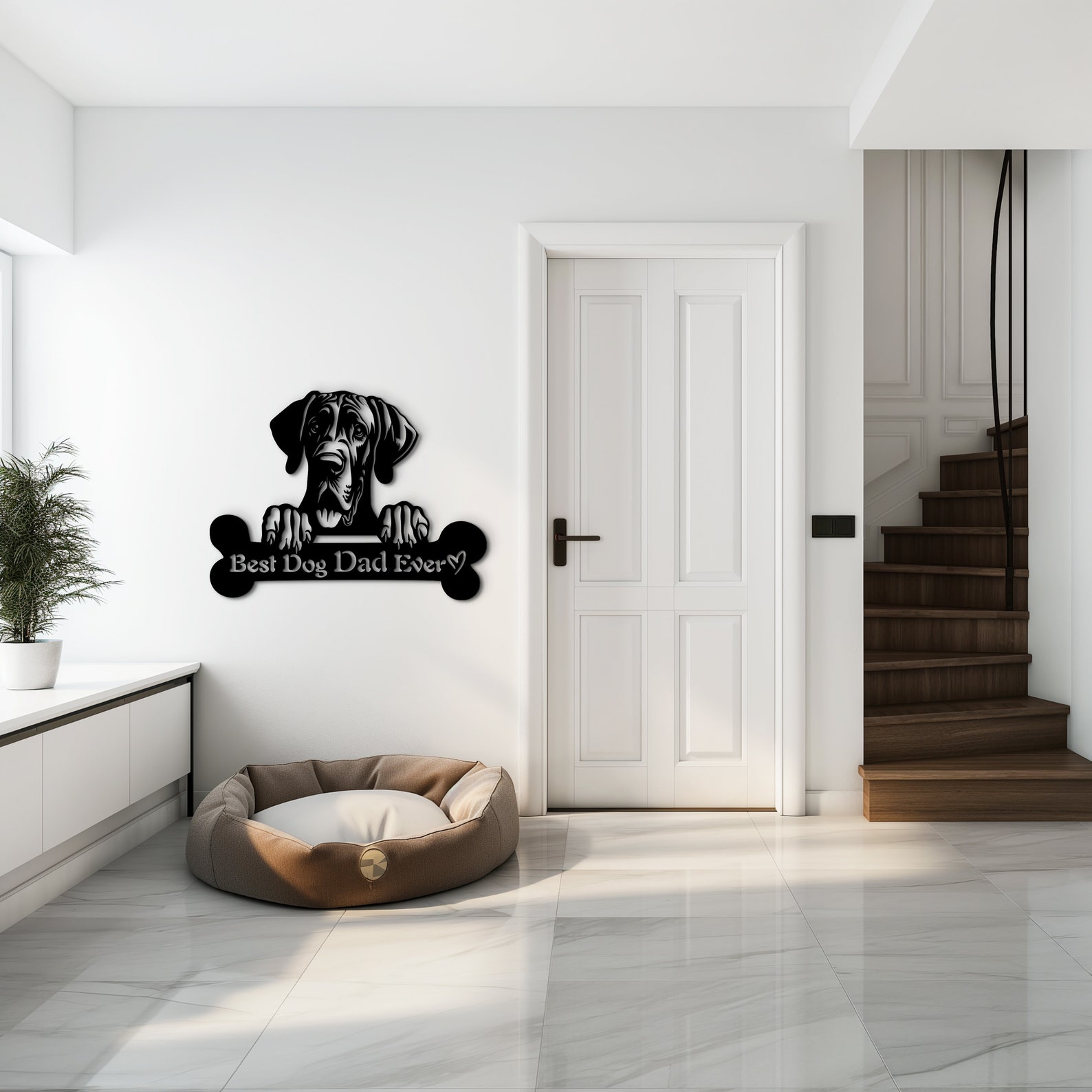 Great Dane Decor Wood Wall Art. Best Dog Dad Ever. Custom Pet Portrait ...