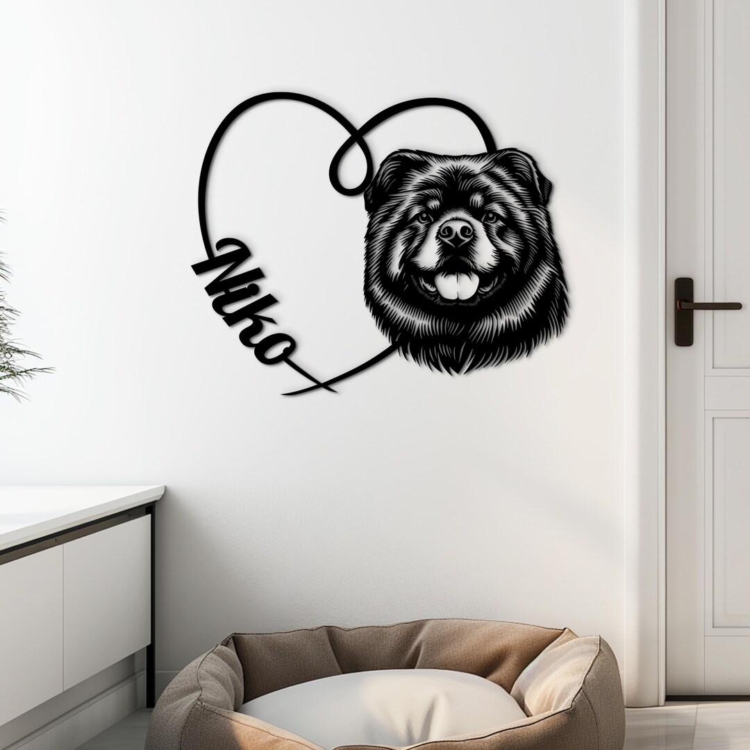 Chow Chow Wall Decor Wooden Sign. Dog Portrait Pet Name Sign. Custom ...