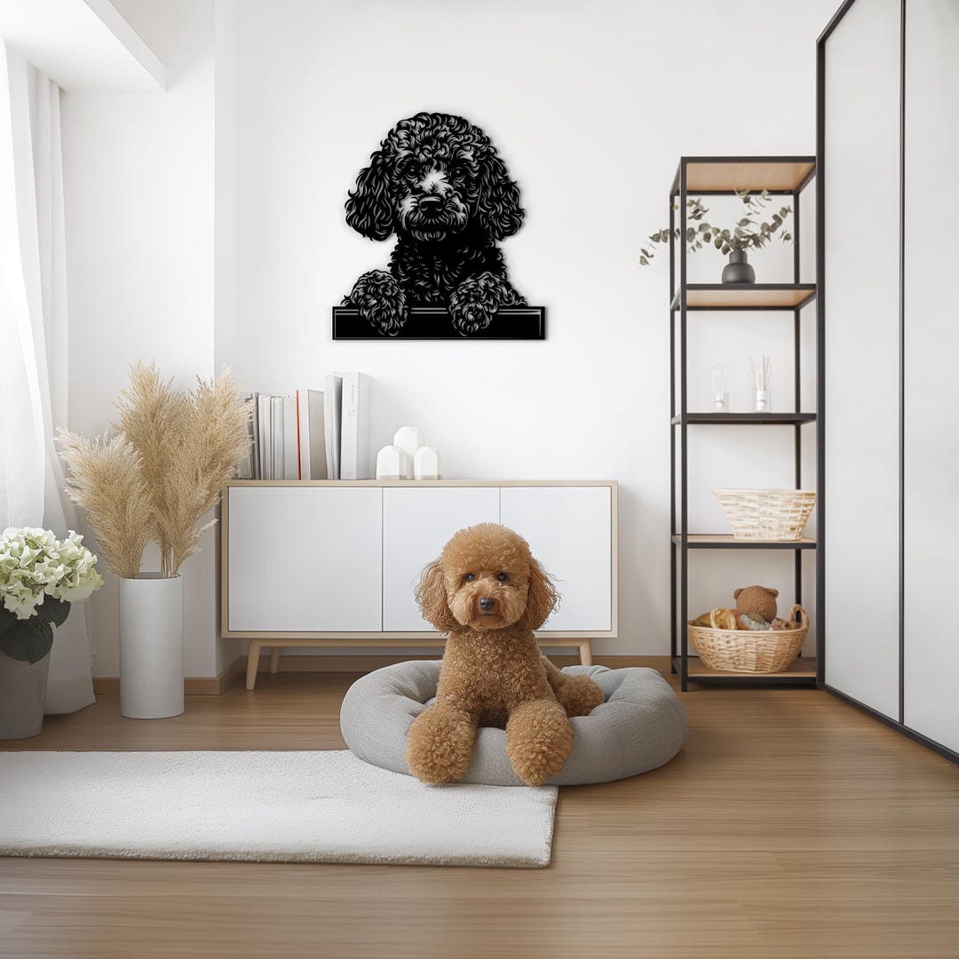 Poodle Wall Art, Dog Portrait Wood Sign, Wooden Pet Wall Hanging ...