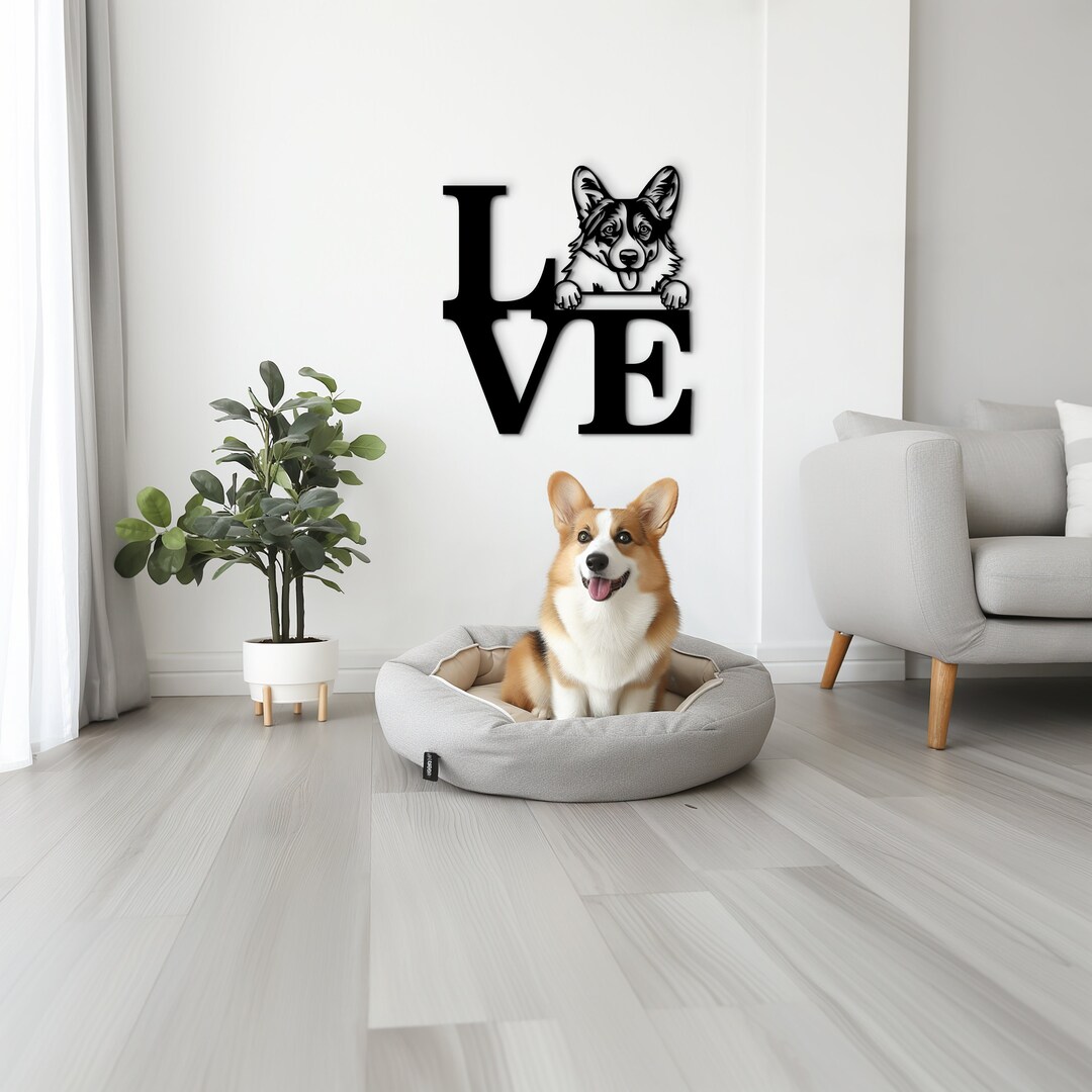 Corgi Sign Wood Wall Art, Love Letters Custom Dog Portrait, Corgi Dog ...