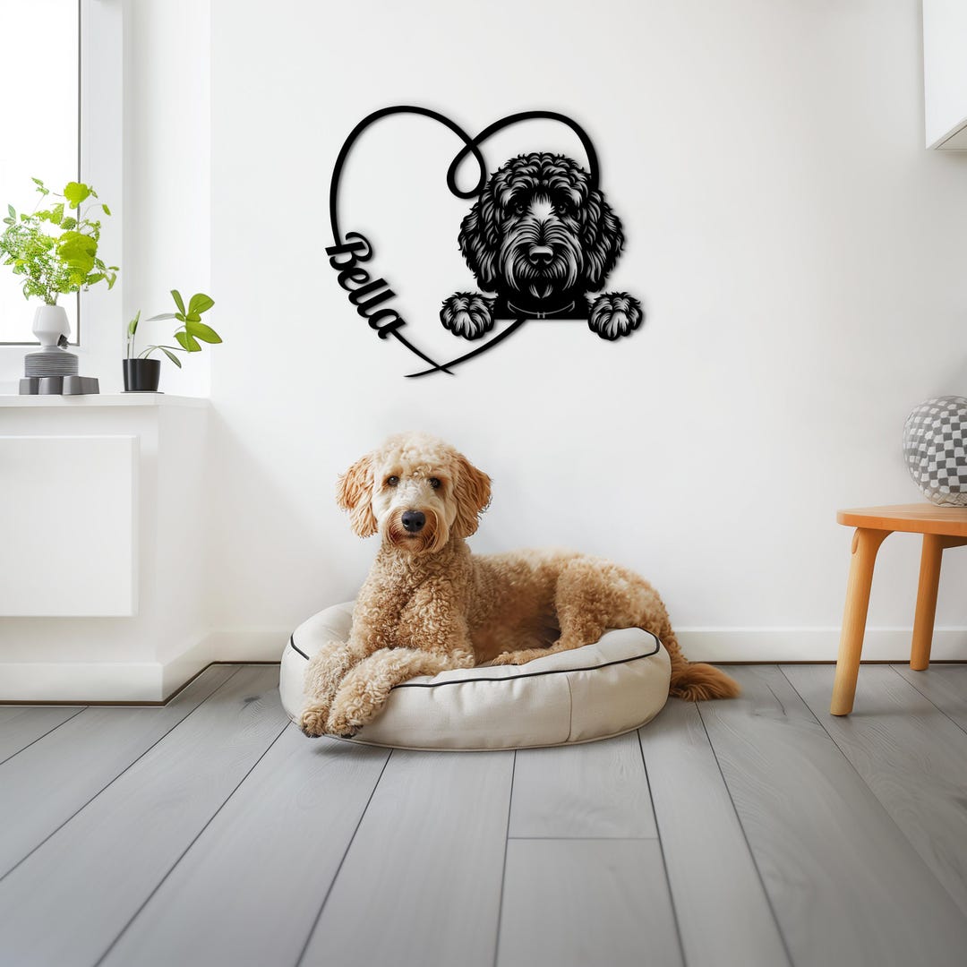 Goldendoodle Name Sign, Custom Wooden Dog Wall Art, Personalized Pet ...