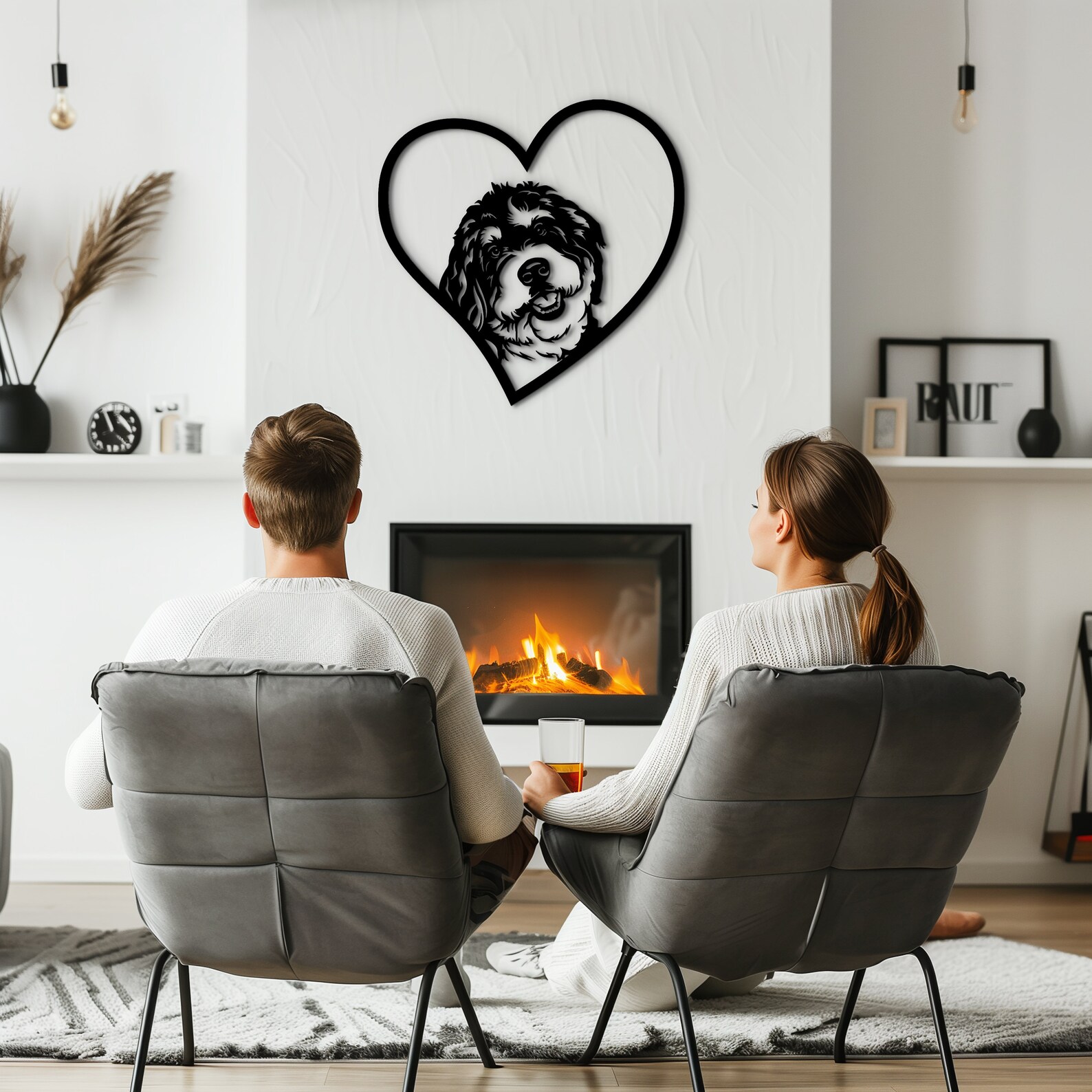 Custom Bernedoodle Art Wood Wall Sign. Pet Portrait Decor Wooden Wall ...