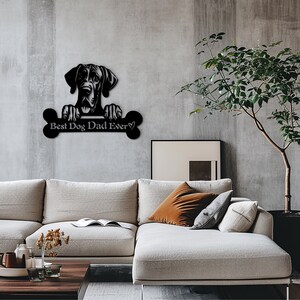 Great Dane Decor Wood Wall Art. Best Dog Dad Ever. Custom Pet Portrait ...
