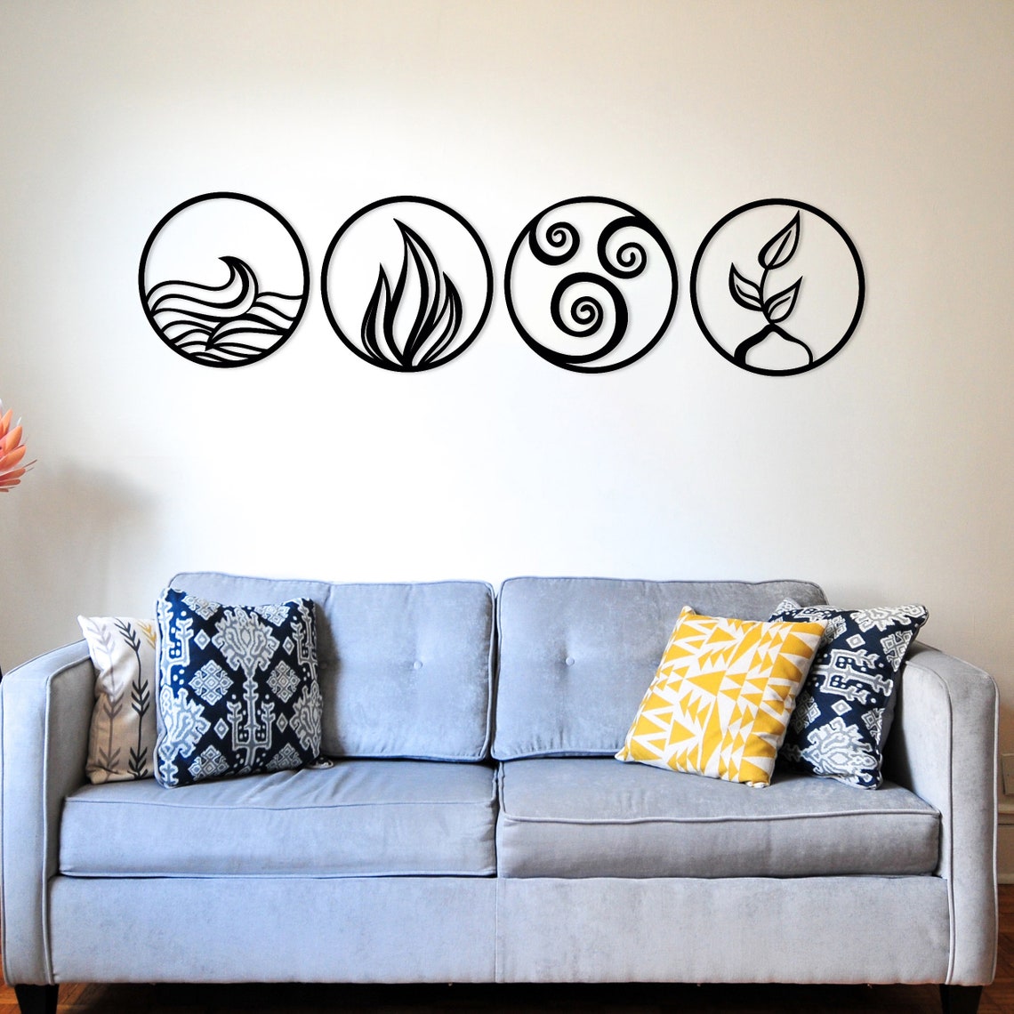 Decorative set of Four Elements wooden wall hanging: 4 laser | Etsy