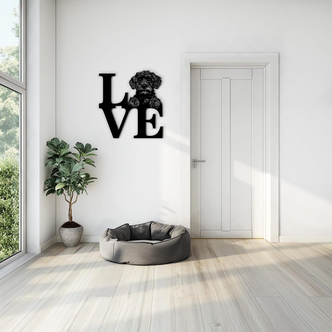 Schnoodle Art Dog Love Sign. Wooden Dog Wall Hanging. Dog Portrait Home ...
