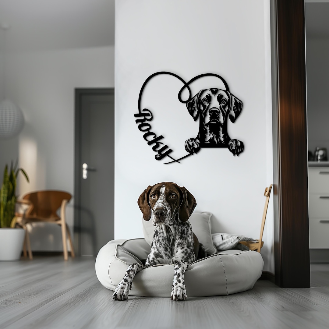 German Shorthaired Pointer Dog Name Sign, Custom GSP Wood Wall Art, Pet ...